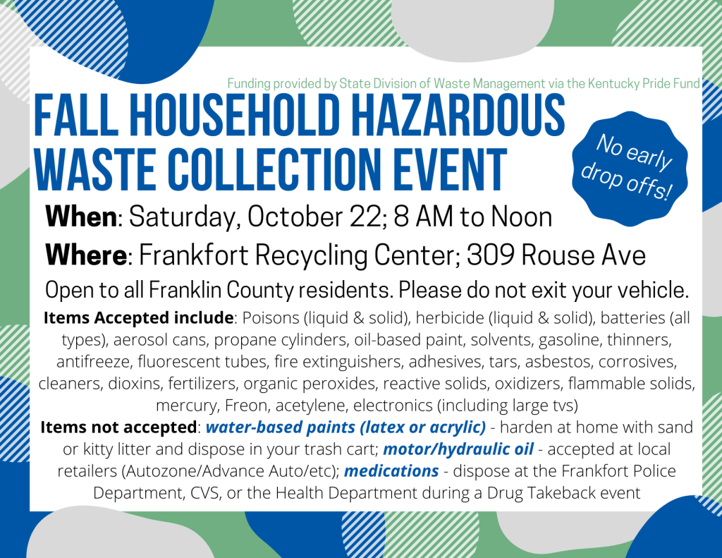 Fall Household Hazardous Waste Event 10/22/22 | Franklin County